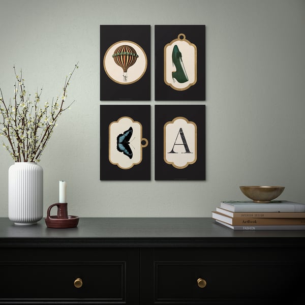 GRÖNBY tavla, set om 4, kortlivad vintage - IKEA