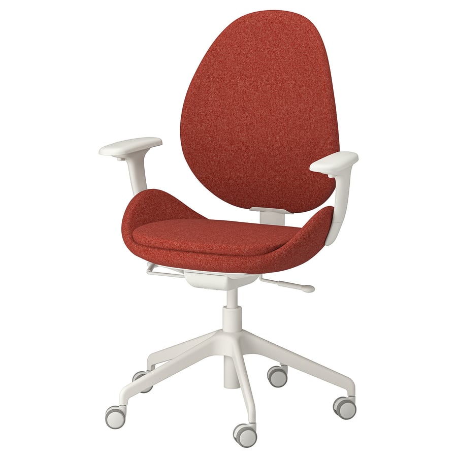 HATTEFJÄLL kontorsstol med armstöd, Gunnared röd/vit - IKEA