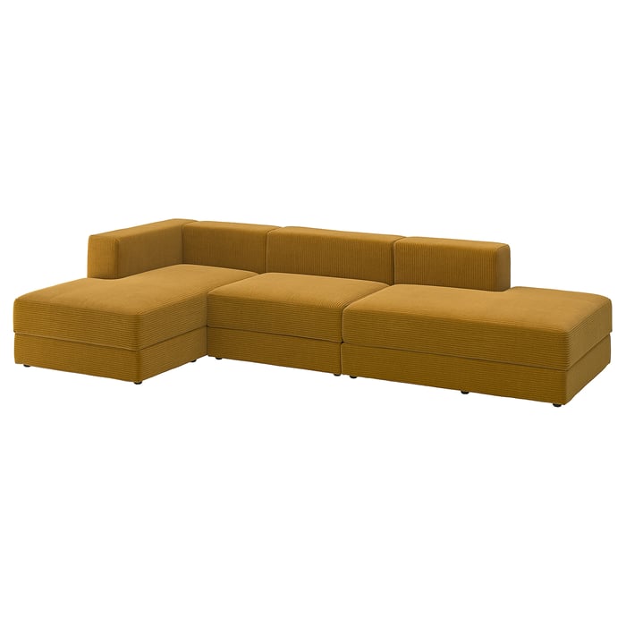 JÄTTEBO 3,5-sitsig modulsoffa med schäslonger, Samsala gulbrun - IKEA