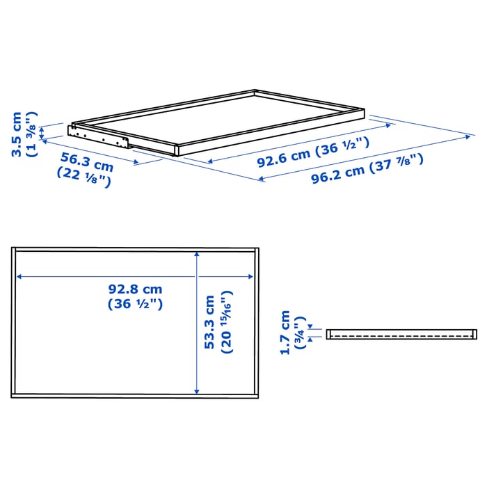 KOMPLEMENT Utdragbart hyllplan, vit, 100x58 cm - IKEA