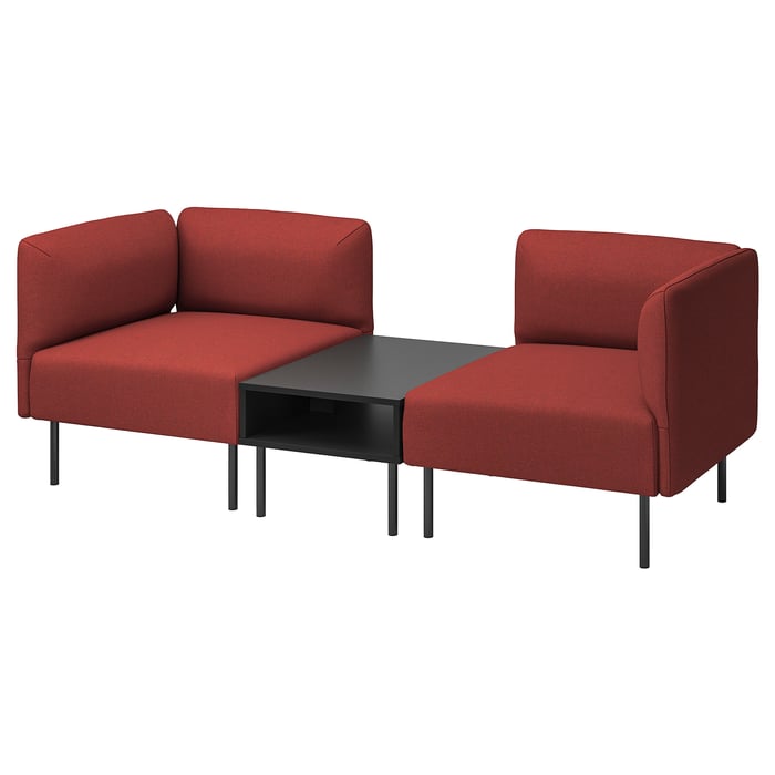 LILLEHEM 2-sitsig modulsoffa med sidobord, Gunnared/brunröd metall - IKEA