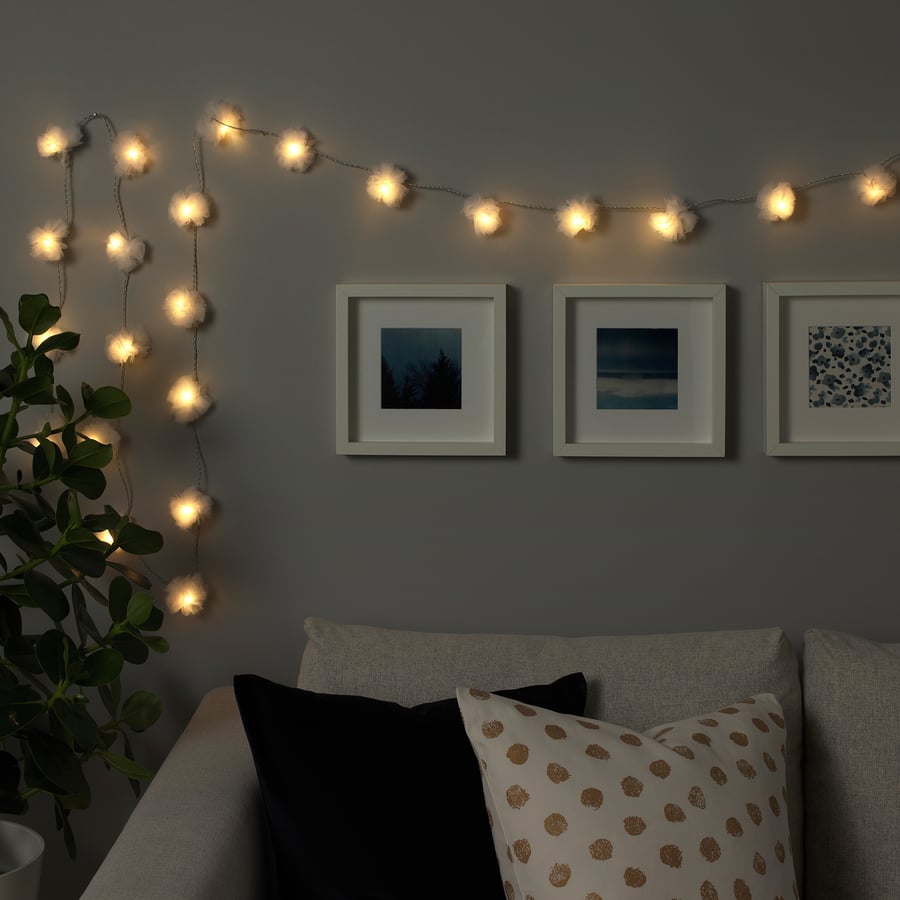LIVSÅR LED ljusslinga med 24 ljus, inomhus, tyll vit - IKEA