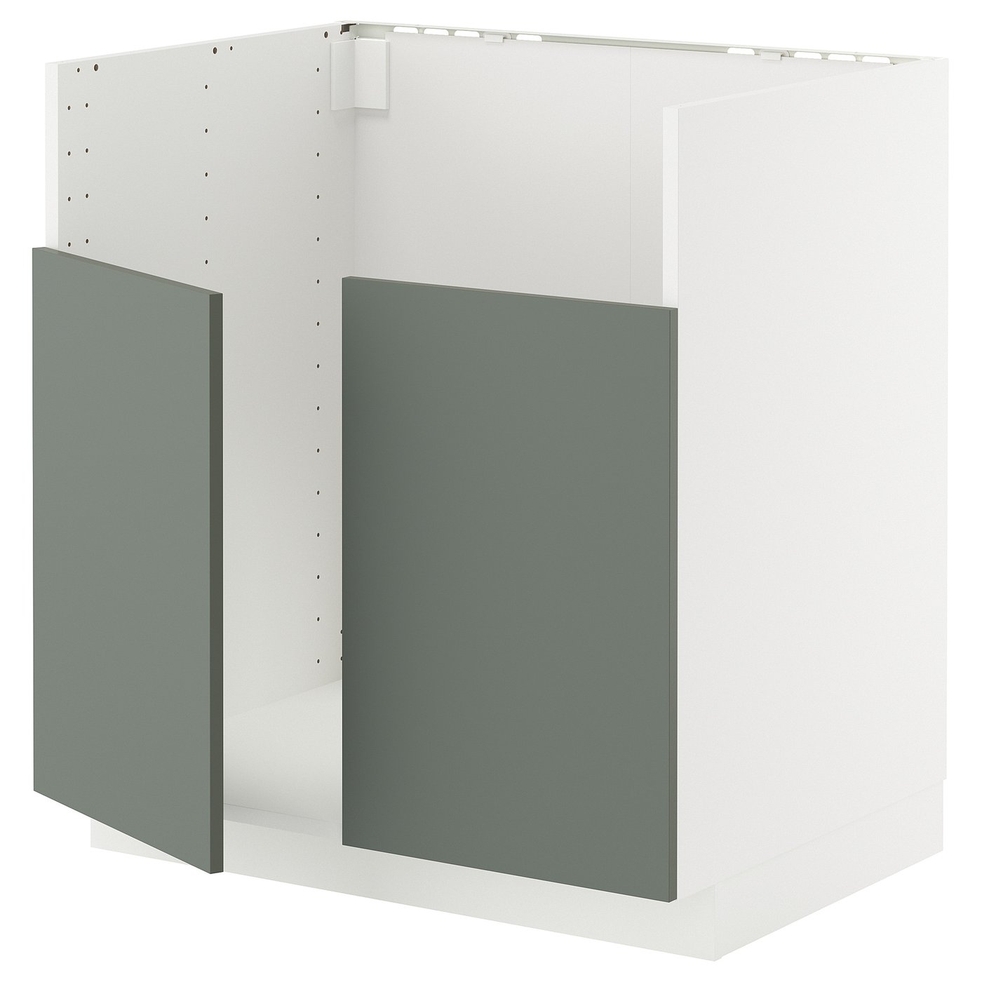 METOD bänksk f diskhon TALLSJÖN, vit/Nickebo matt grågrön, 80x60 cm - IKEA