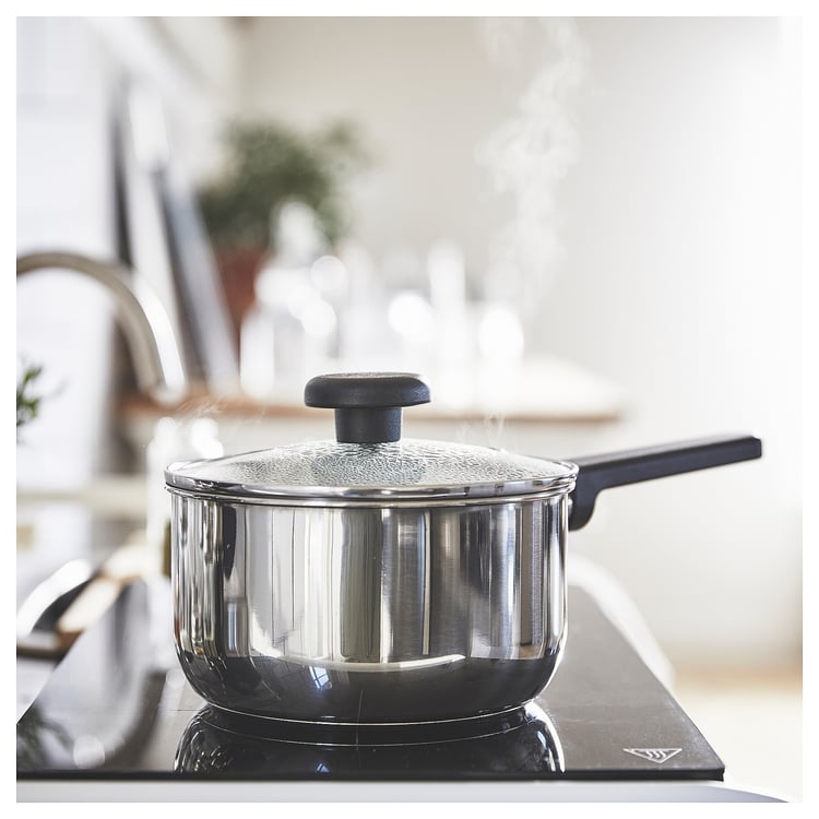 MIDDAGSMAT kastrull med lock, non-stick beläggning klarglas/rostfritt ...