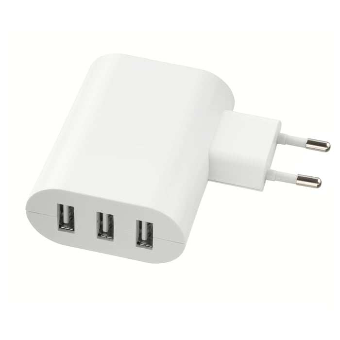 SMÅHAGEL USB laddare med 3 portar, vit - IKEA