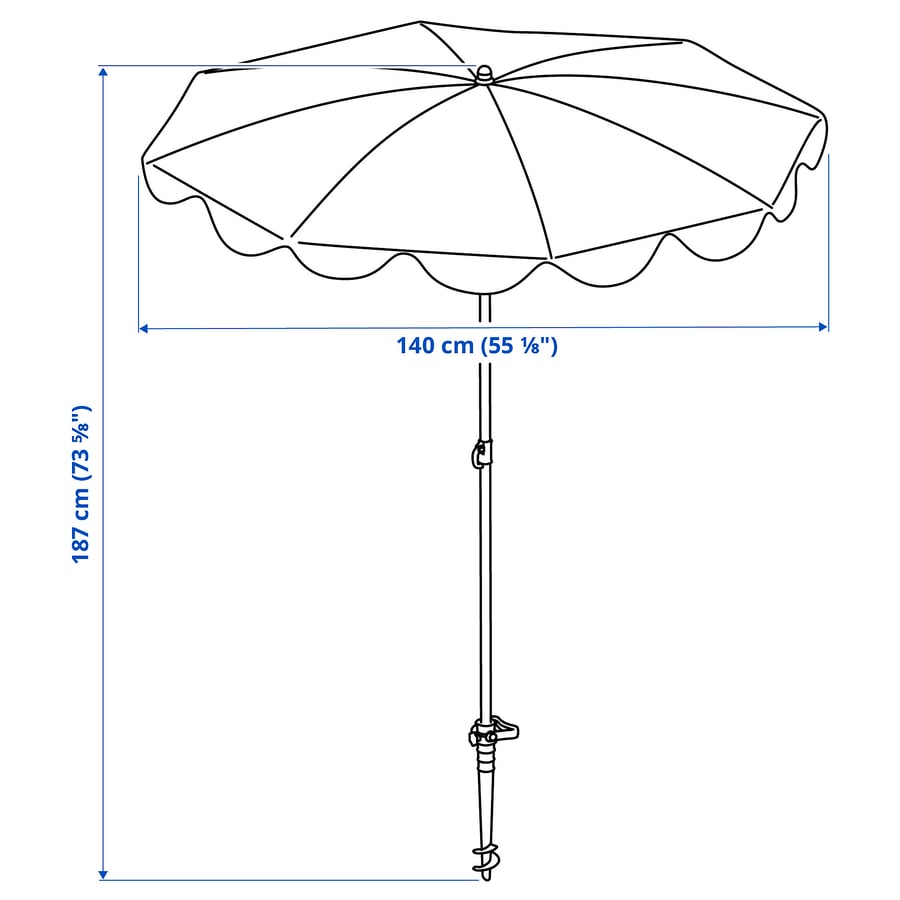 STRANDÖN parasoll, klarorange, 140 cm - IKEA