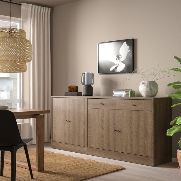 TONSTAD Förvaringskombination, brun betsad ekfaner, 202x90 cm - IKEA