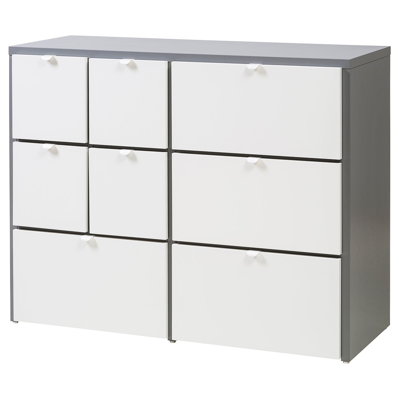 VISTHUS Byrå med 8 lådor, grå/vit, 122x96 cm - IKEA