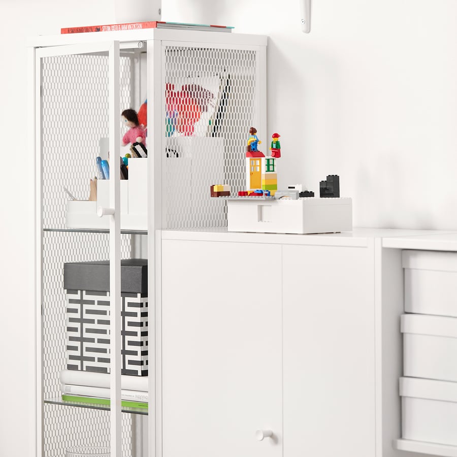BAGGEBO cabinet with glass doors, metal/white, 34x30x116 cm - IKEA