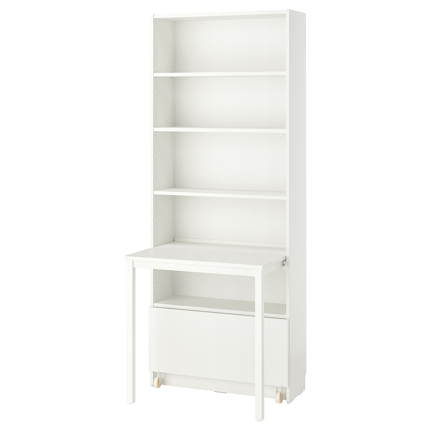 BILLY bookcase with desk and drawer, white, 80x202 cm - IKEA