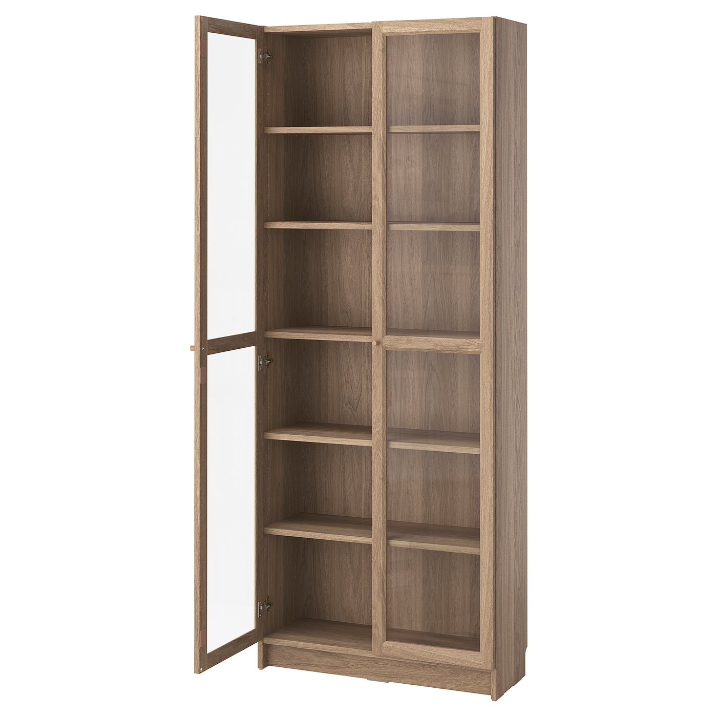 BILLY OXBERG bookcase with glass doors oak effect 80x30x202 cm IKEA
