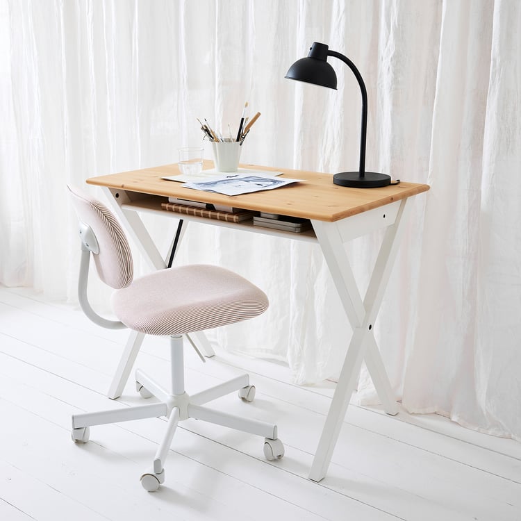 BOLLPOJKE / BLECKBERGET desk and chair, white/orange-brown - IKEA