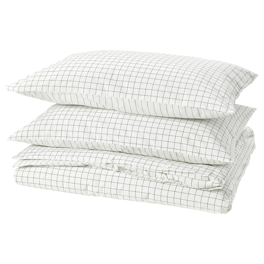 DOFTAKLEJA duvet cover and 2 pillowcases, white/anthracite, 240x220 ...