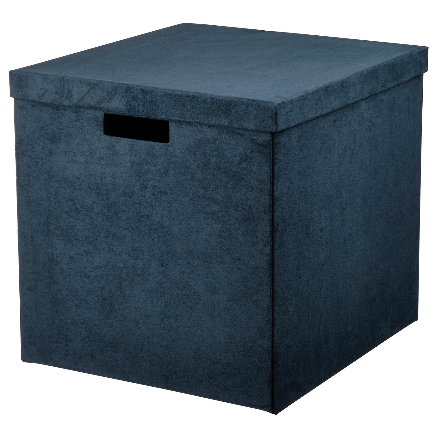 GJÄTTA storage box with lid, velvet dark blue, 32x35x32 cm - IKEA