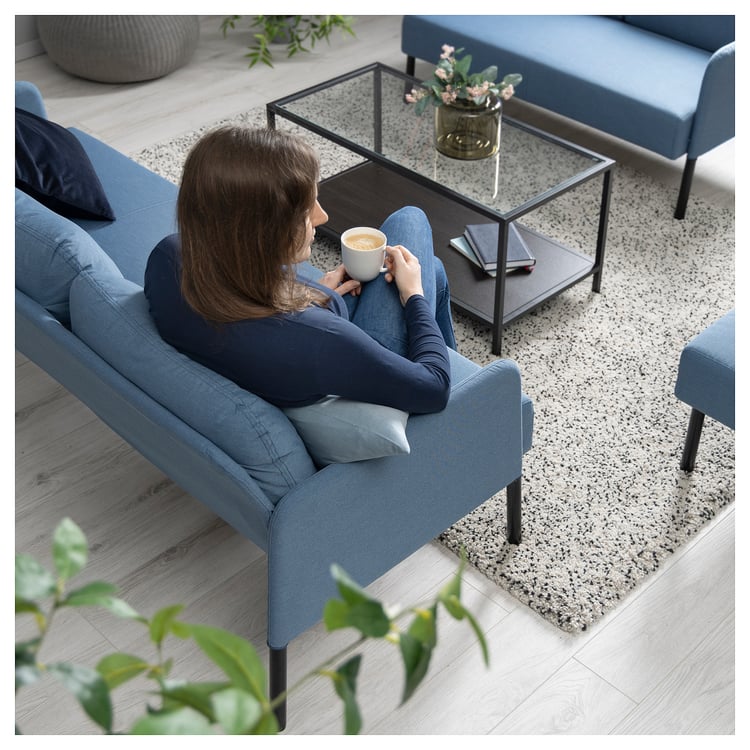 GLOSTAD 3-seat sofa, Knisa medium blue - IKEA