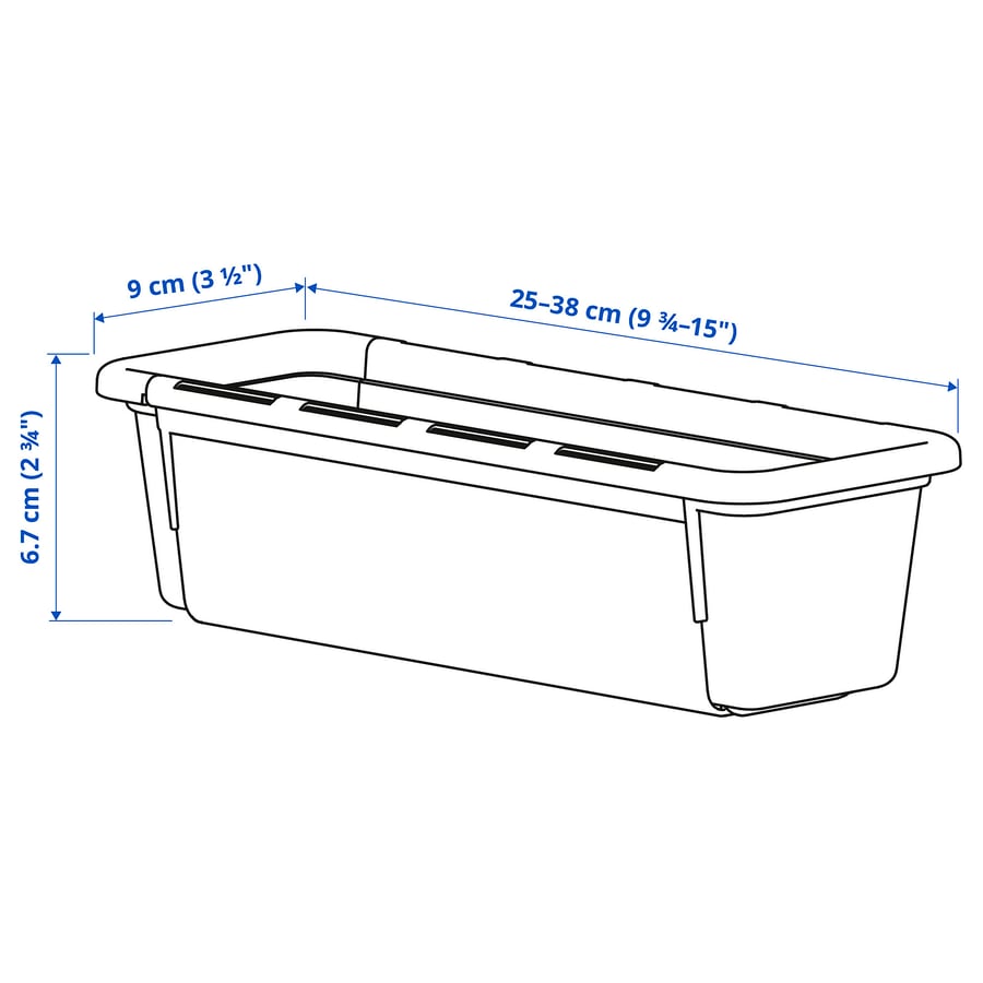 KACKLA extendable box, white, 25-38x9 cm - IKEA
