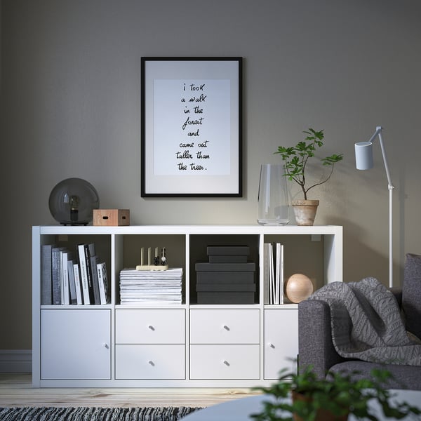 KALLAX shelving unit with 4 inserts, white, 77x147 cm - IKEA