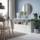 KALLAX shelving unit with 4 inserts, white, 147x77 cm - IKEA