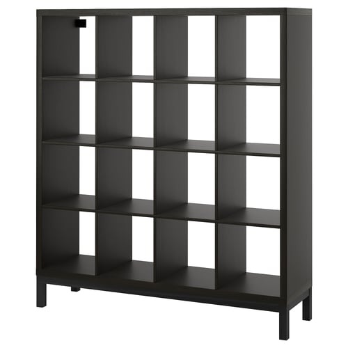 KALLAX shelving unit with underframe, black-brown/black, 147x164 cm - IKEA