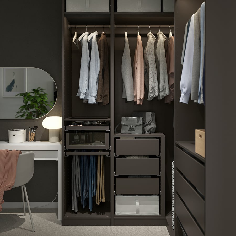 PAX corner wardrobe, dark grey, 211/161x236 cm - IKEA