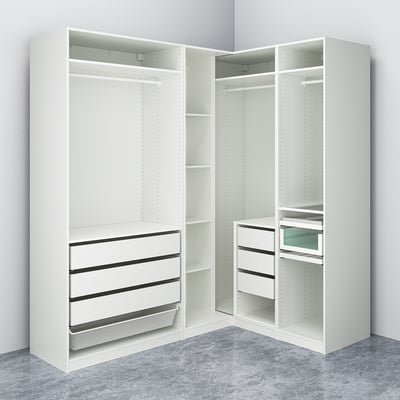 PAX corner wardrobe, white, 211/161x236 cm - IKEA