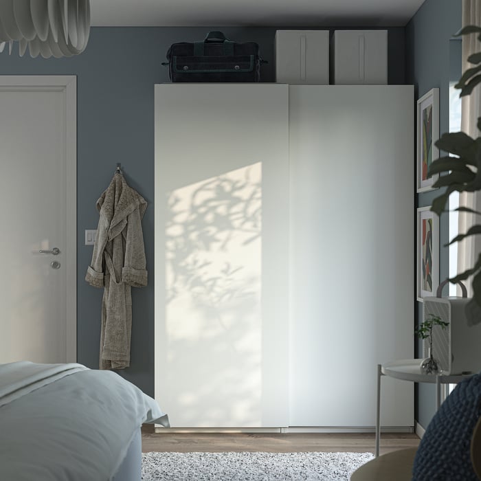 PAX / HASVIK wardrobe combination, white/white, 150x43x201 cm - IKEA