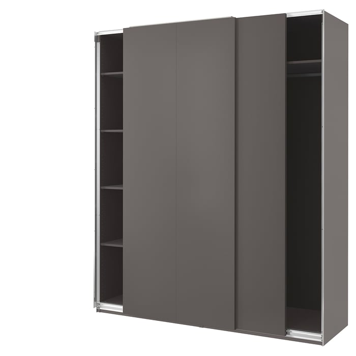 PAX / HASVIK wardrobe, dark grey/dark grey, 200x66x236 cm - IKEA