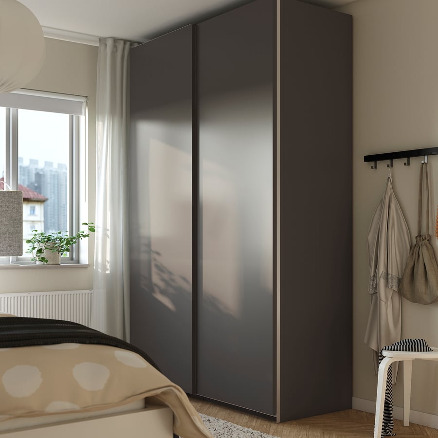 PAX / HASVIK wardrobe, dark grey/dark grey, 150x66x236 cm - IKEA