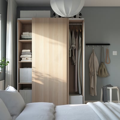 PAX / HASVIK wardrobe, white stained oak effect/white stained oak ...