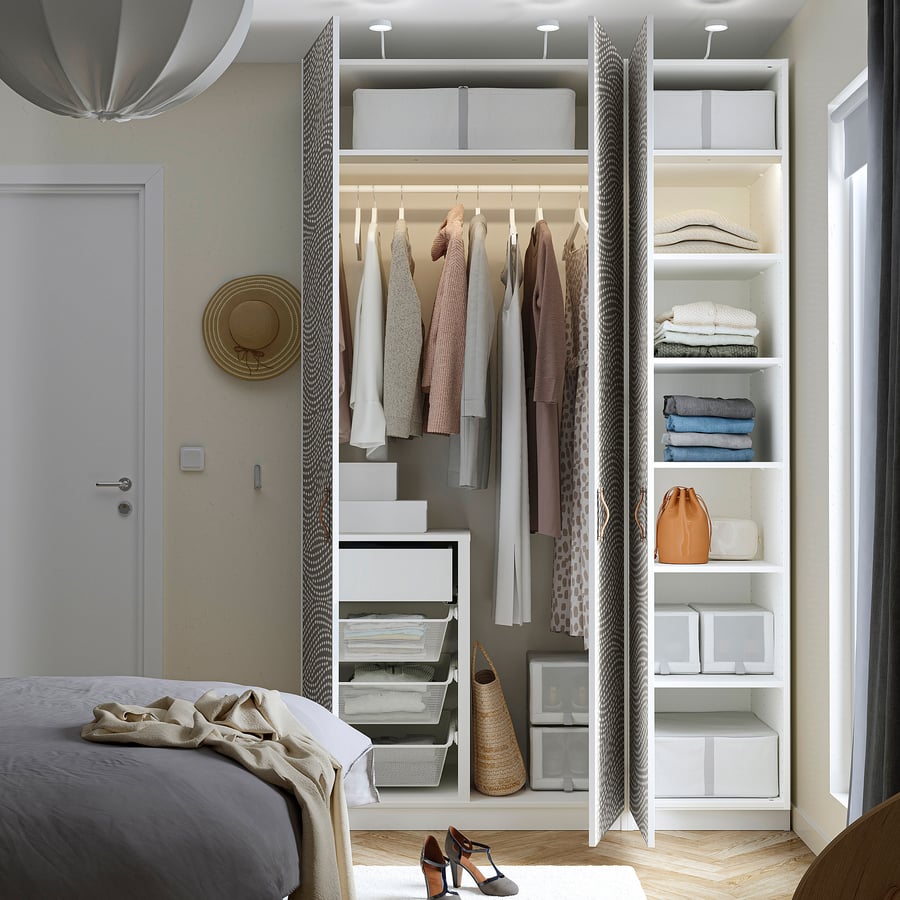 PAX / MISTUDDEN wardrobe combination, white/grey patterned, 150x60x236 ...