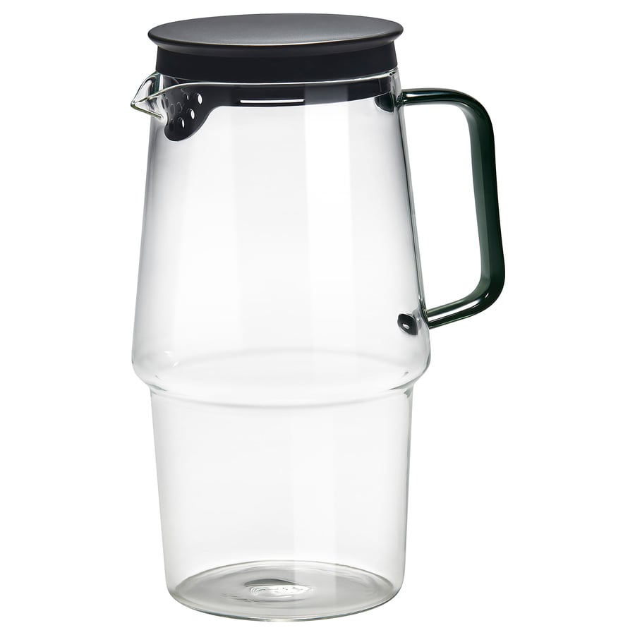 SKINNFISK jug with lid, clear glass, 1.2 l - IKEA