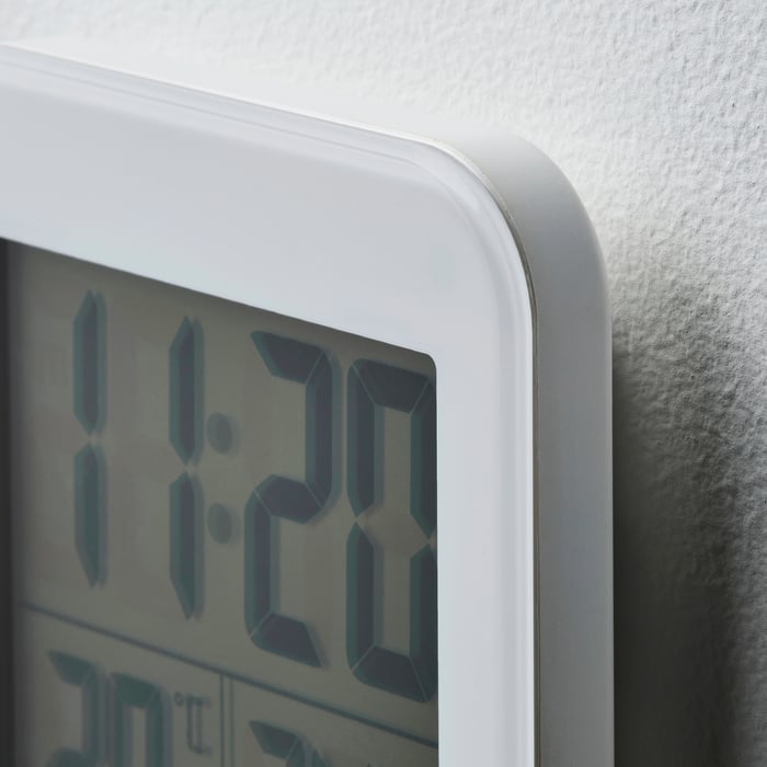 SLÅTTIS clock with hygro-/thermometer, white, 8x12 cm - IKEA