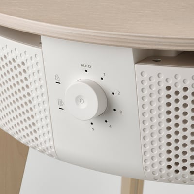 STARKVIND Table with air purifier, stained oak veneer/white smart - IKEA
