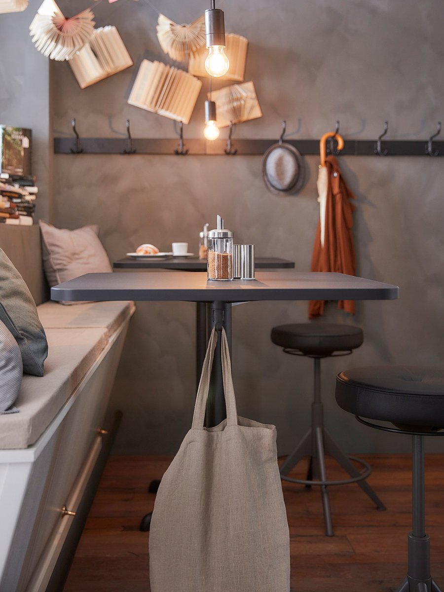 STENSELE bar table, anthracite/anthracite, 70x70 cm - IKEA