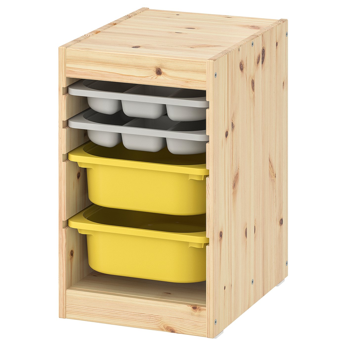 TROFAST Storage combination w boxes/trays - light white stained pine ...