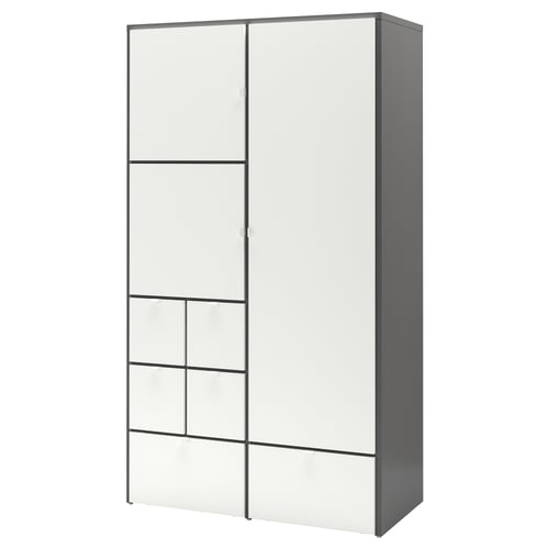 VISTHUS Wardrobe, grey/white, 122x59x216 cm - IKEA