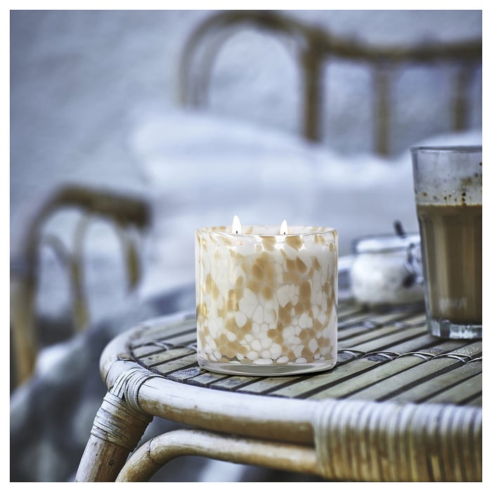 JÄMLIK dišeča sveča v kozarcu, 2 stenja, Vanilija/svetla sivo bež, 50 ...