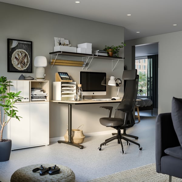 JÄRVFJÄLLET Pisarniški stol z nasloni za roke, Glose črna - IKEA