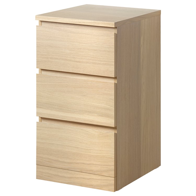 MALM predalnik s 3 predali, beljen hrastov furnir, 40x78 cm - IKEA