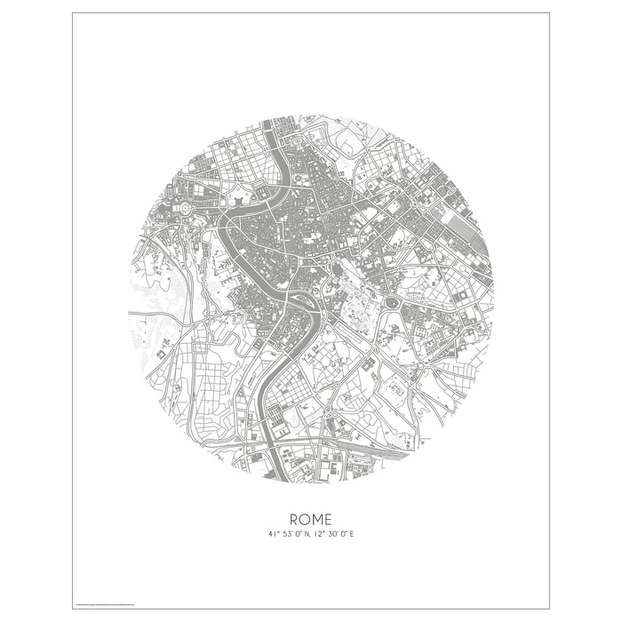 BILD obraz, mapa mesta, Rím, 40x50 cm - IKEA