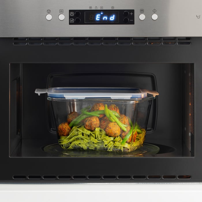 IKEA 365+ dóza na potraviny s vrchnákom, obdĺžnik sklo/plast, 1.8 l - IKEA