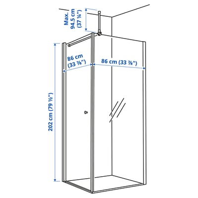 OPPEJEN rohová sprcha, 86x86x202 cm - IKEA