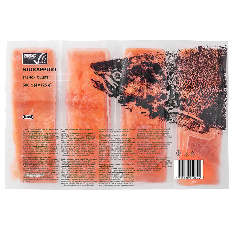 SJÖRAPPORT filet z lososa, Certifikované organizáciou ASC/mrazené - IKEA