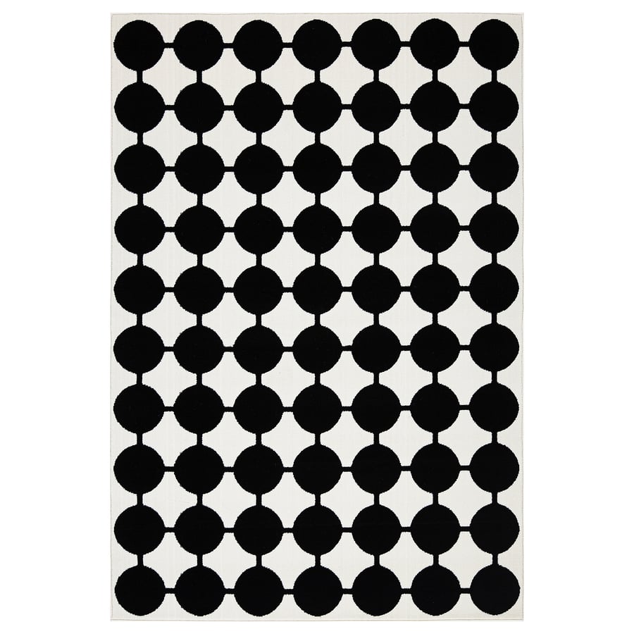 VÄNDPLATS koberec, nízky vlas, biela/čierna bodkované, 133x195 cm - IKEA