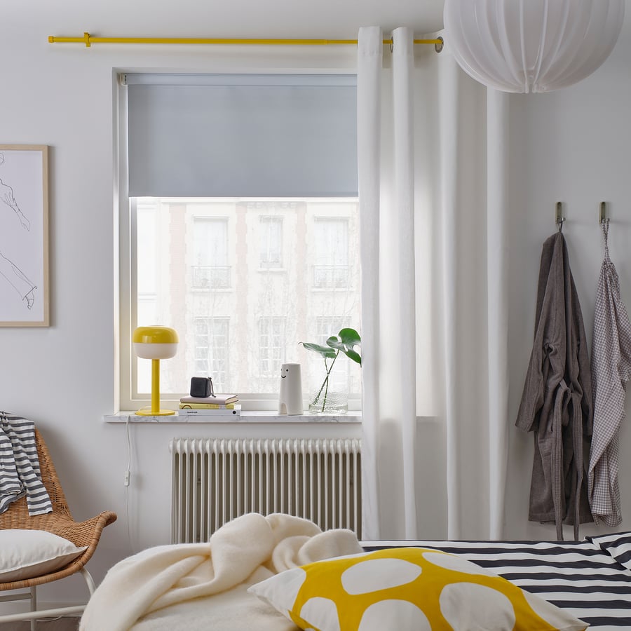 BEKRÄFTA curtain rod set, yellow, 120-210 cm19 mm - IKEA