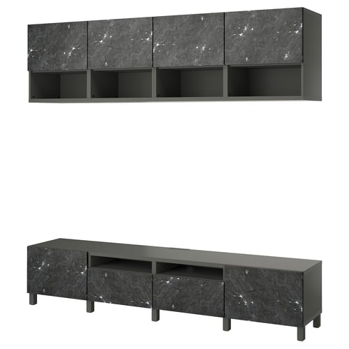 BESTÅ TV storage combination, dark grey/Bergsviken/Stubbarp black ...