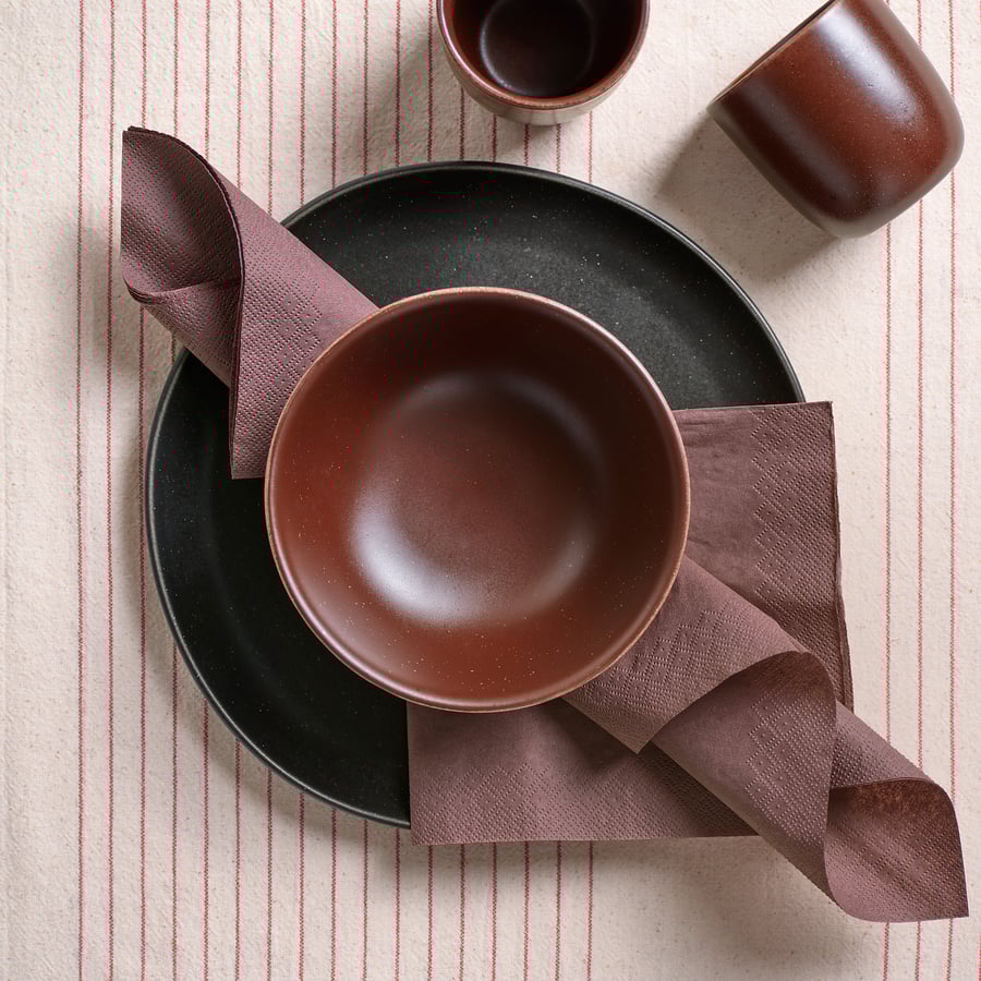 FANTASTISK paper napkin, brown-red, 33x33 cm - IKEA