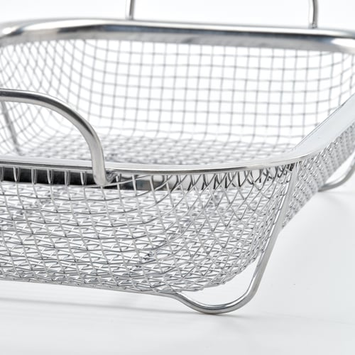 GRILLTIDER barbecue basket, stainless steel, 33x19 cm - IKEA
