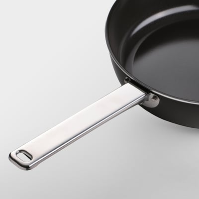 GULDÖRING sauté pan with lid, non-stick coating glass/black-grey, 24 cm ...