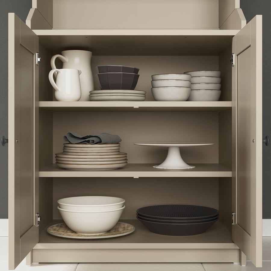 HAUGA cabinet with 2 doors, beige, 70x116 cm - IKEA